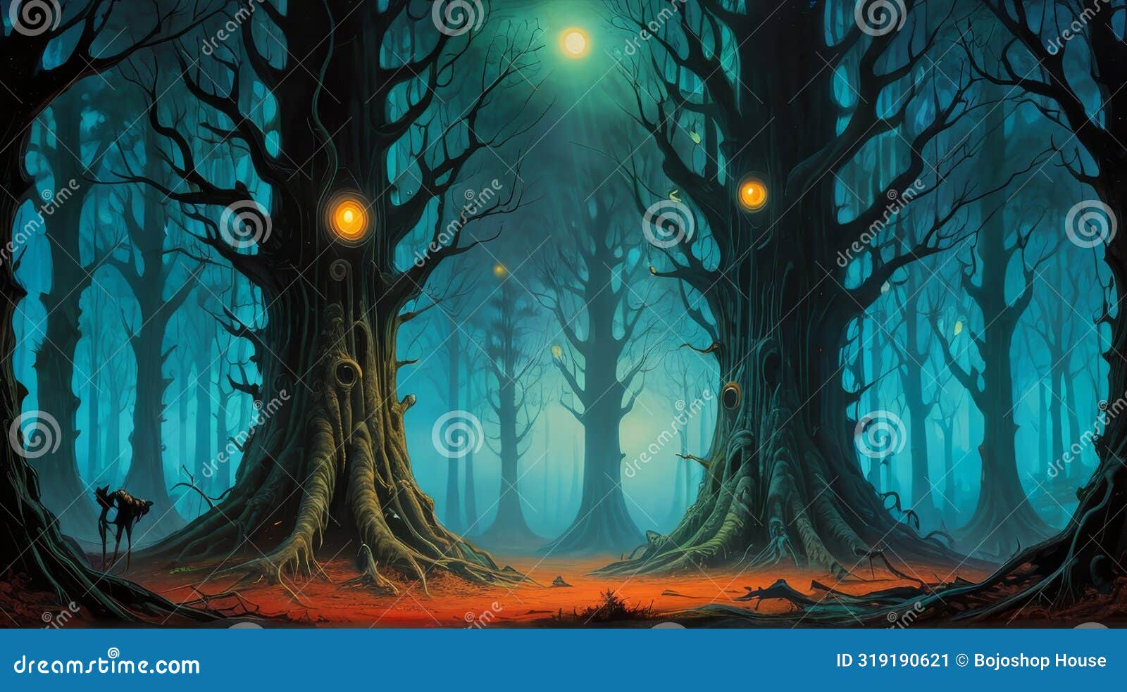 Enchanted Forest with Talking Trees and Playful Sprites Stock ...