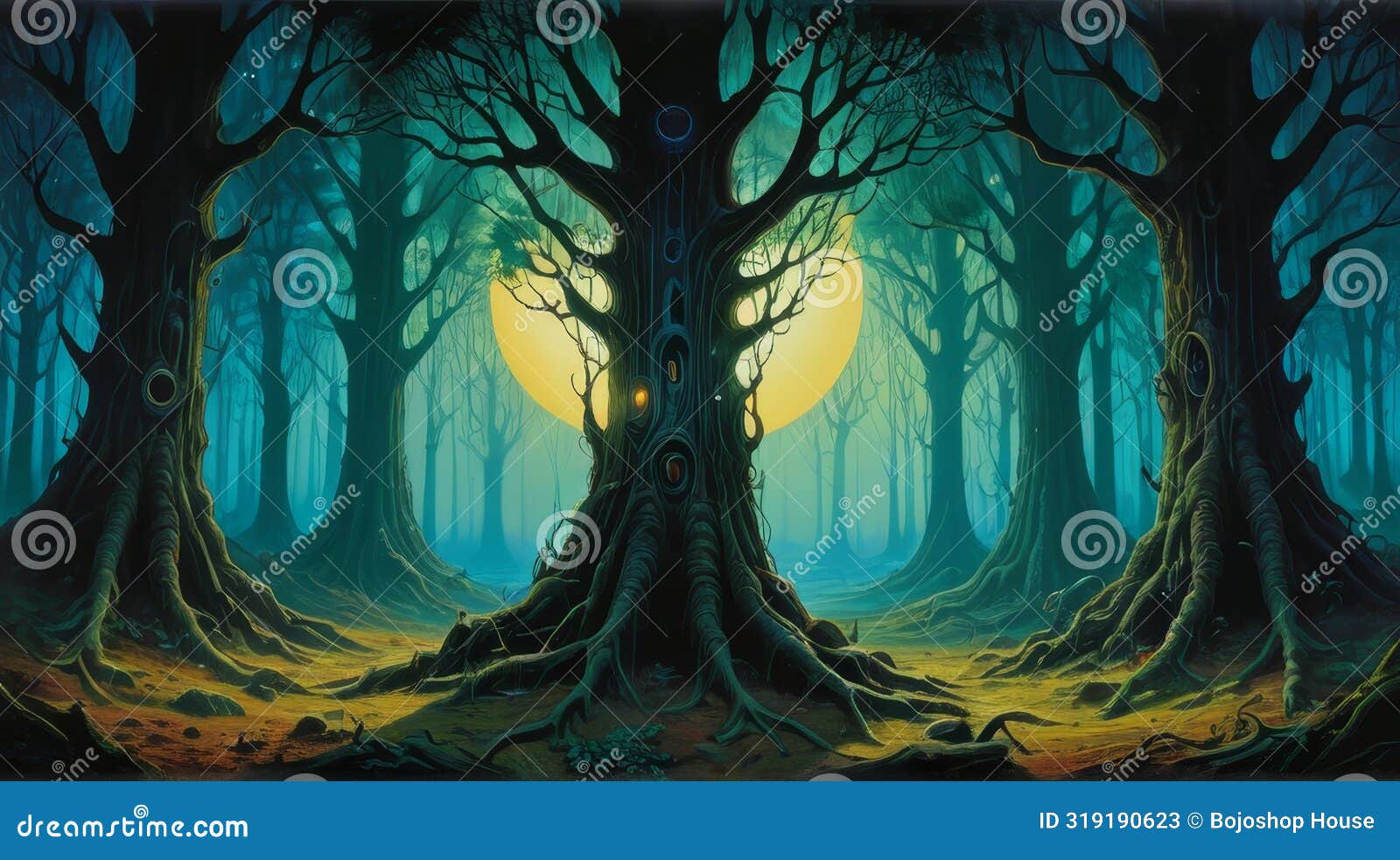 Enchanted Forest with Talking Trees and Playful Sprites Stock ...