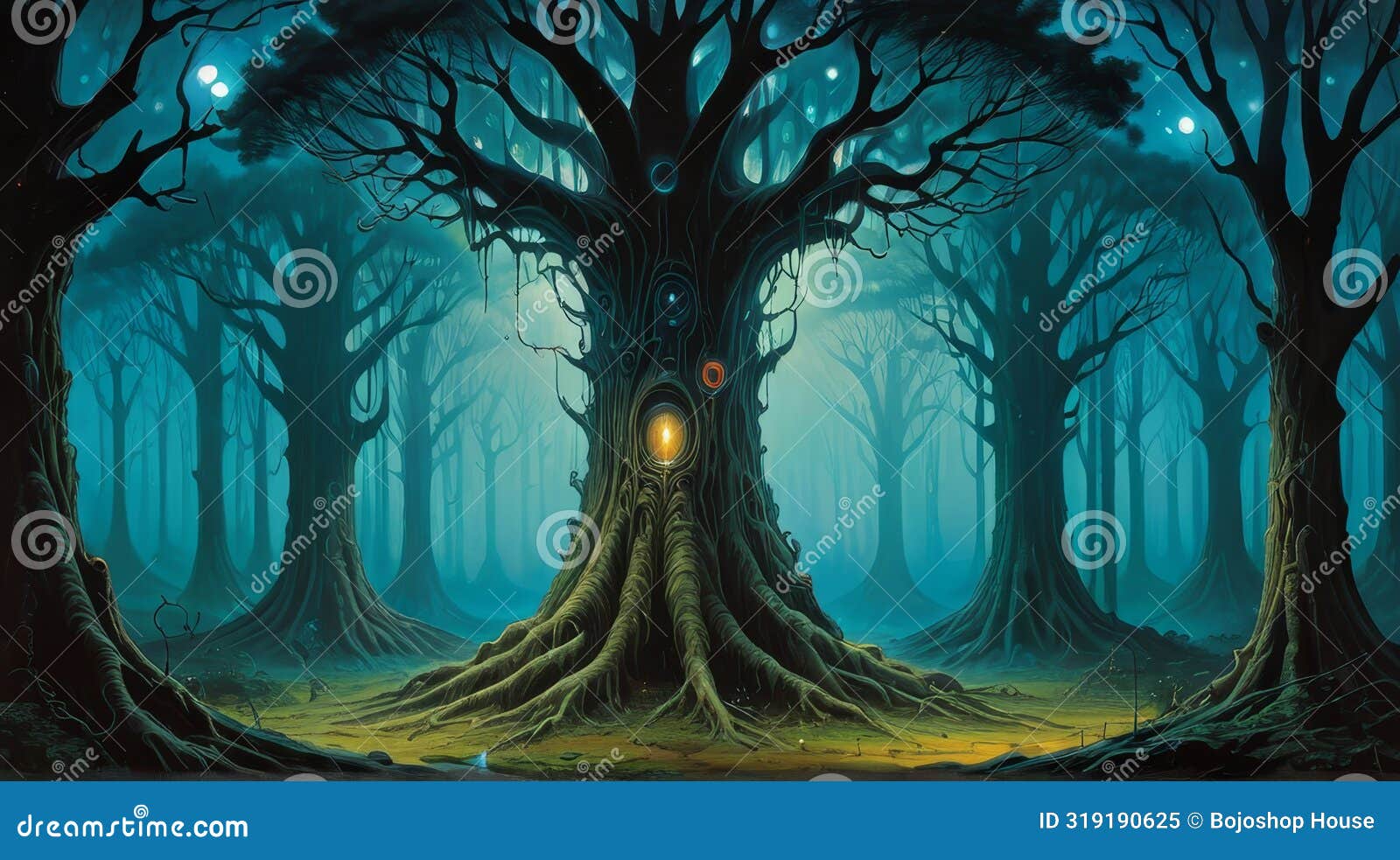 Enchanted Forest With Talking Trees And Playful Sprites Stock Photo ...