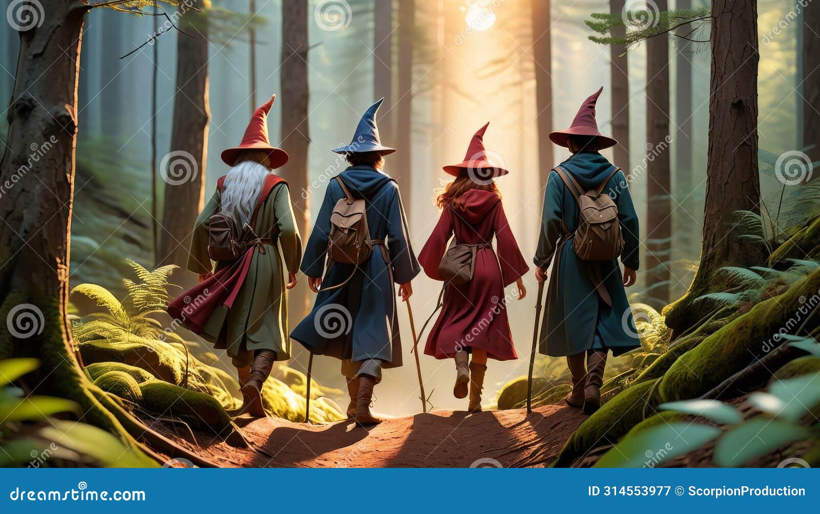Enchanted Forest Wanderers stock image. Image of enchanted - 314553977