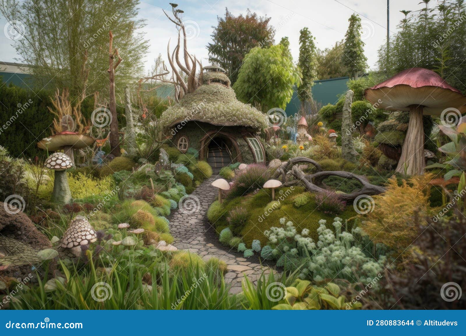 Enchanted Garden, Filled with Magical Creatures and Whimsical Plants ...