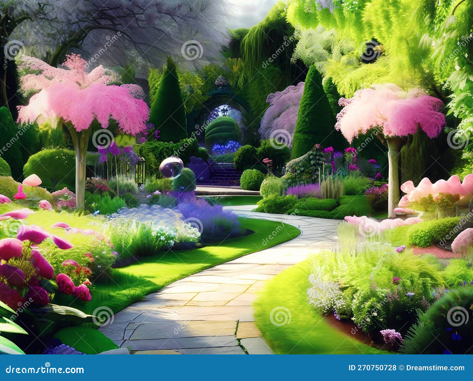 Enchanted Garden a Magical Garden in Spring. Stock Illustration ...