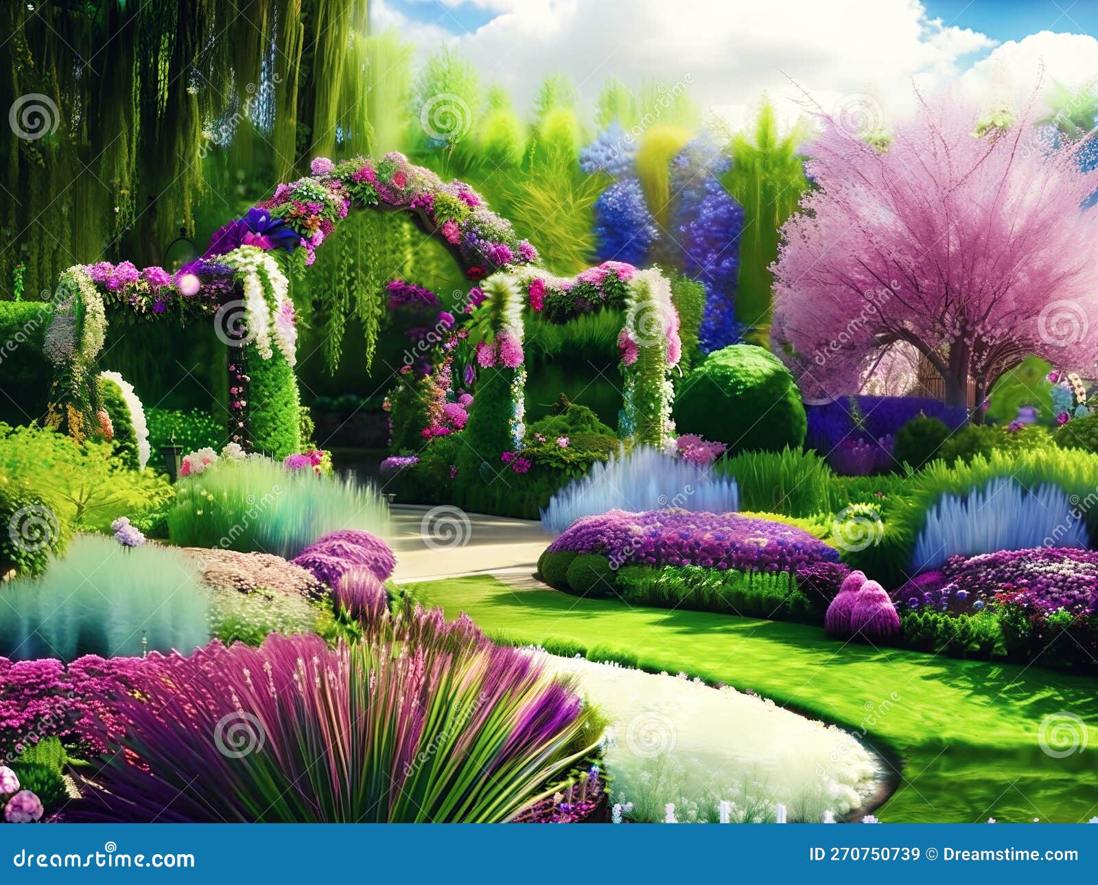 Enchanted Garden a Magical Garden in Spring. Stock Illustration ...