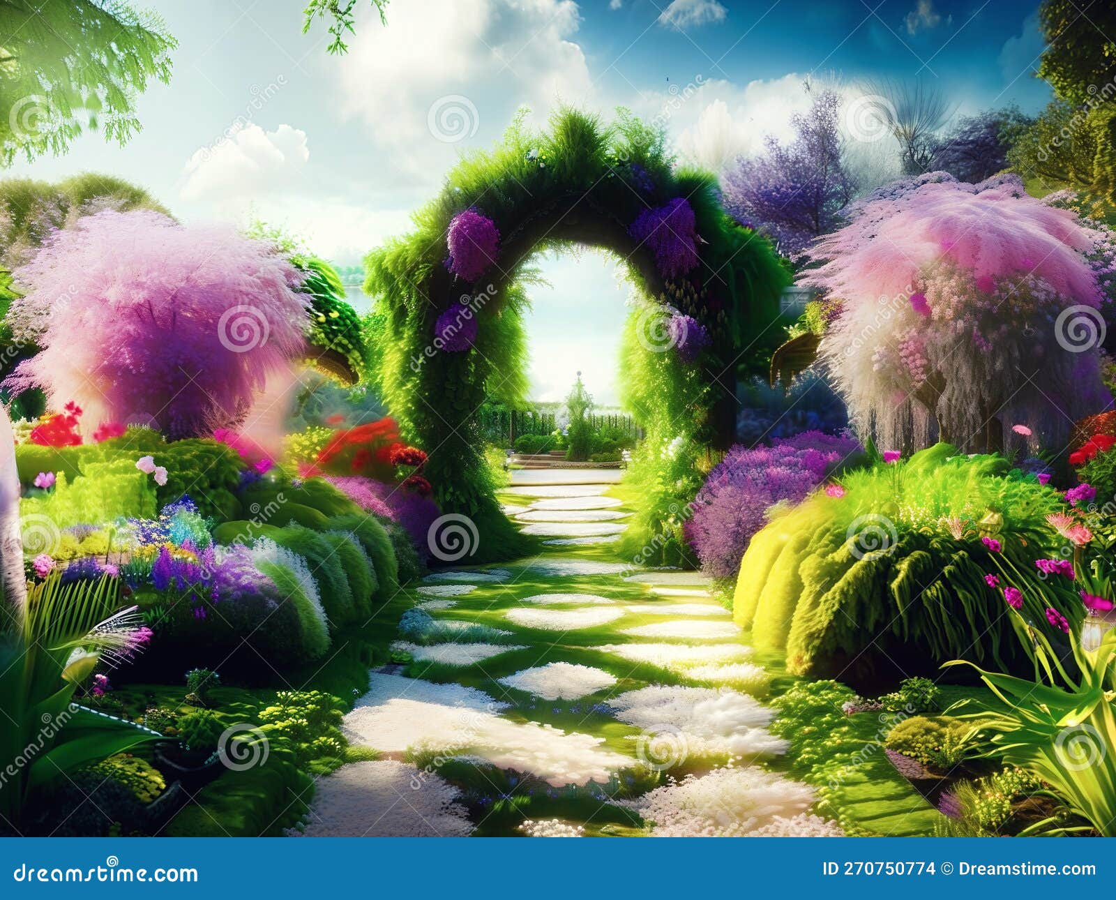 Enchanted Garden a Magical Garden in Spring. Stock Illustration ...