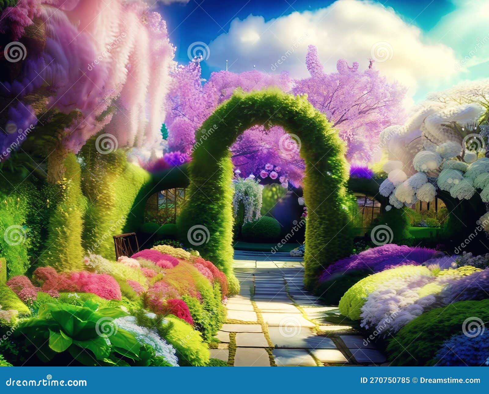 Enchanted Garden a Magical Garden in Spring. Stock Illustration ...