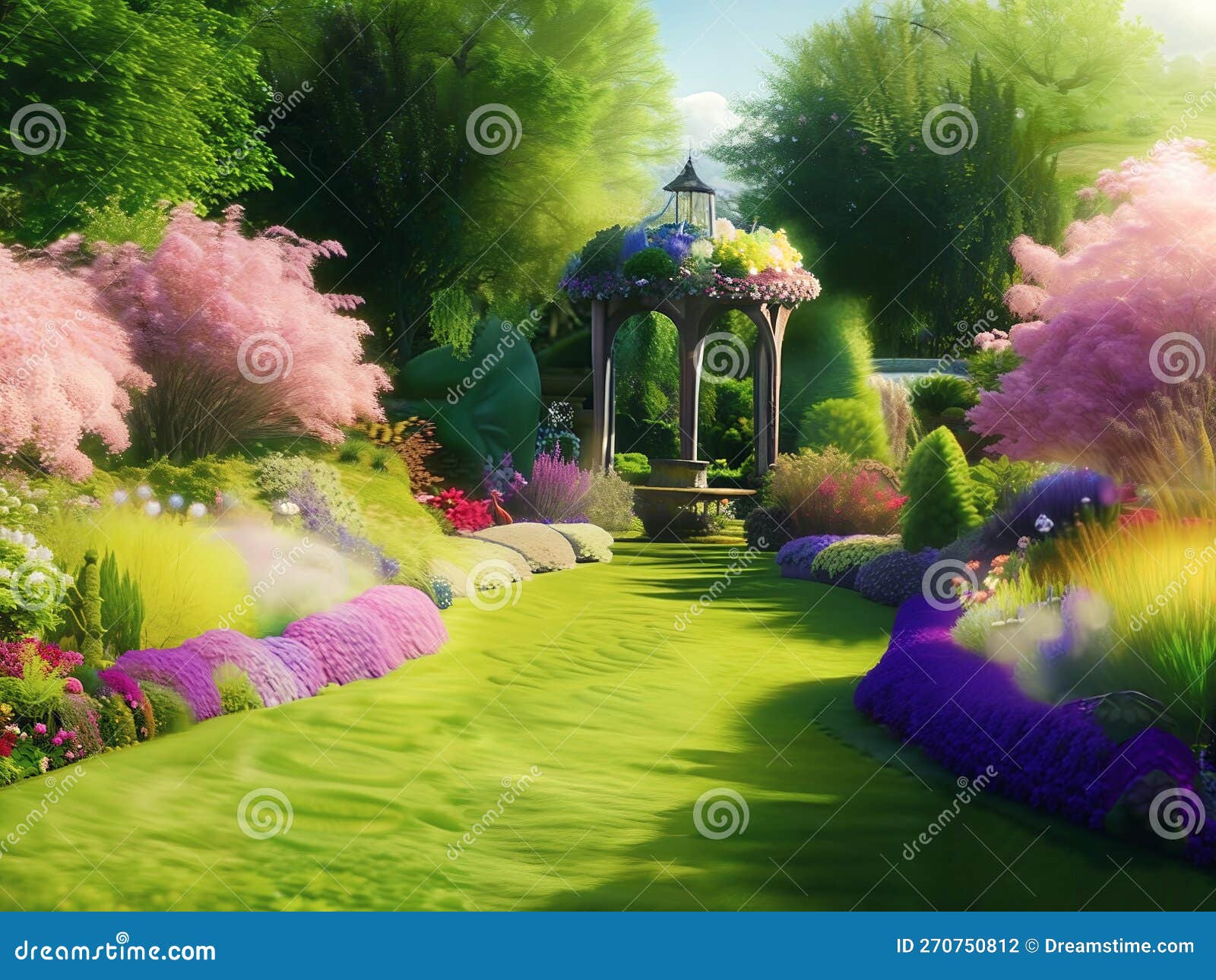 Enchanted Garden a Magical Garden in Spring. Stock Illustration ...