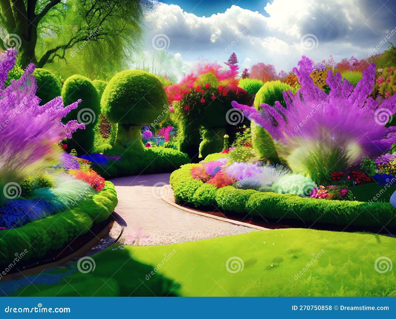 Enchanted Garden a Magical Garden in Spring. Stock Illustration ...