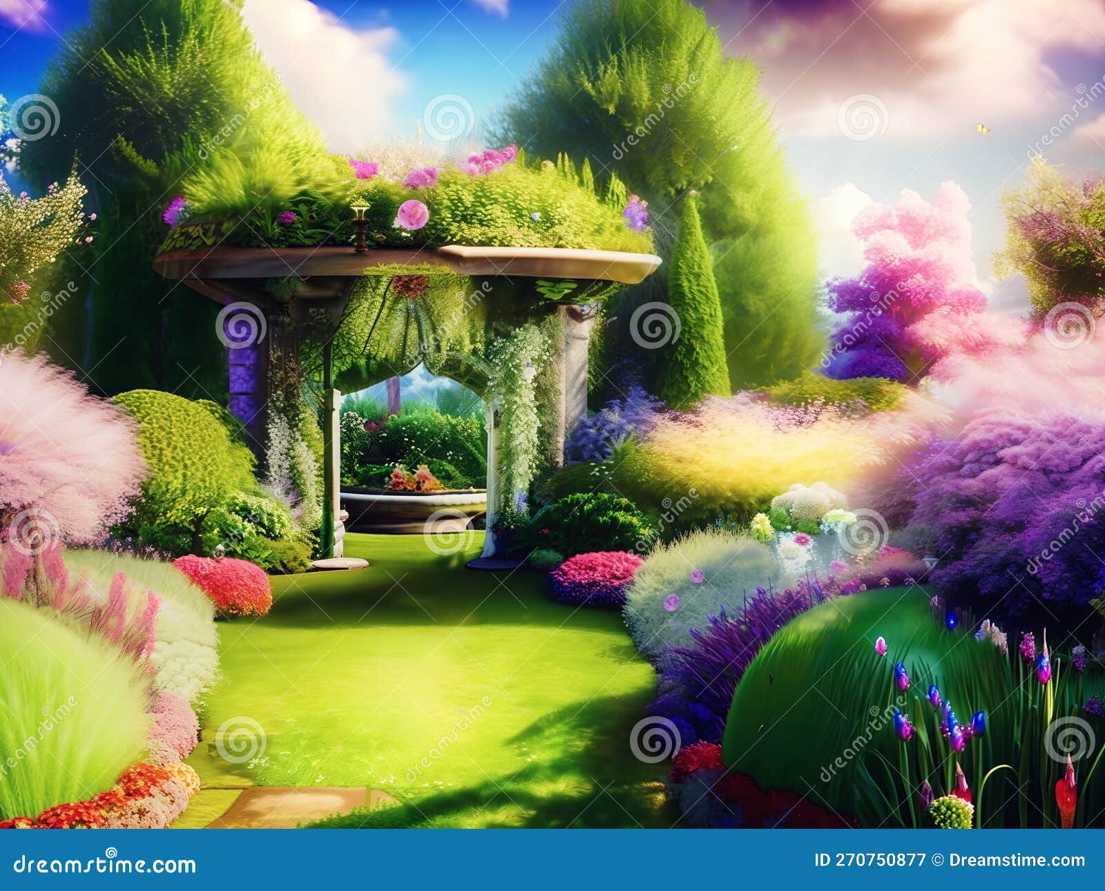 Enchanted Garden a Magical Garden in Spring. Stock Illustration ...