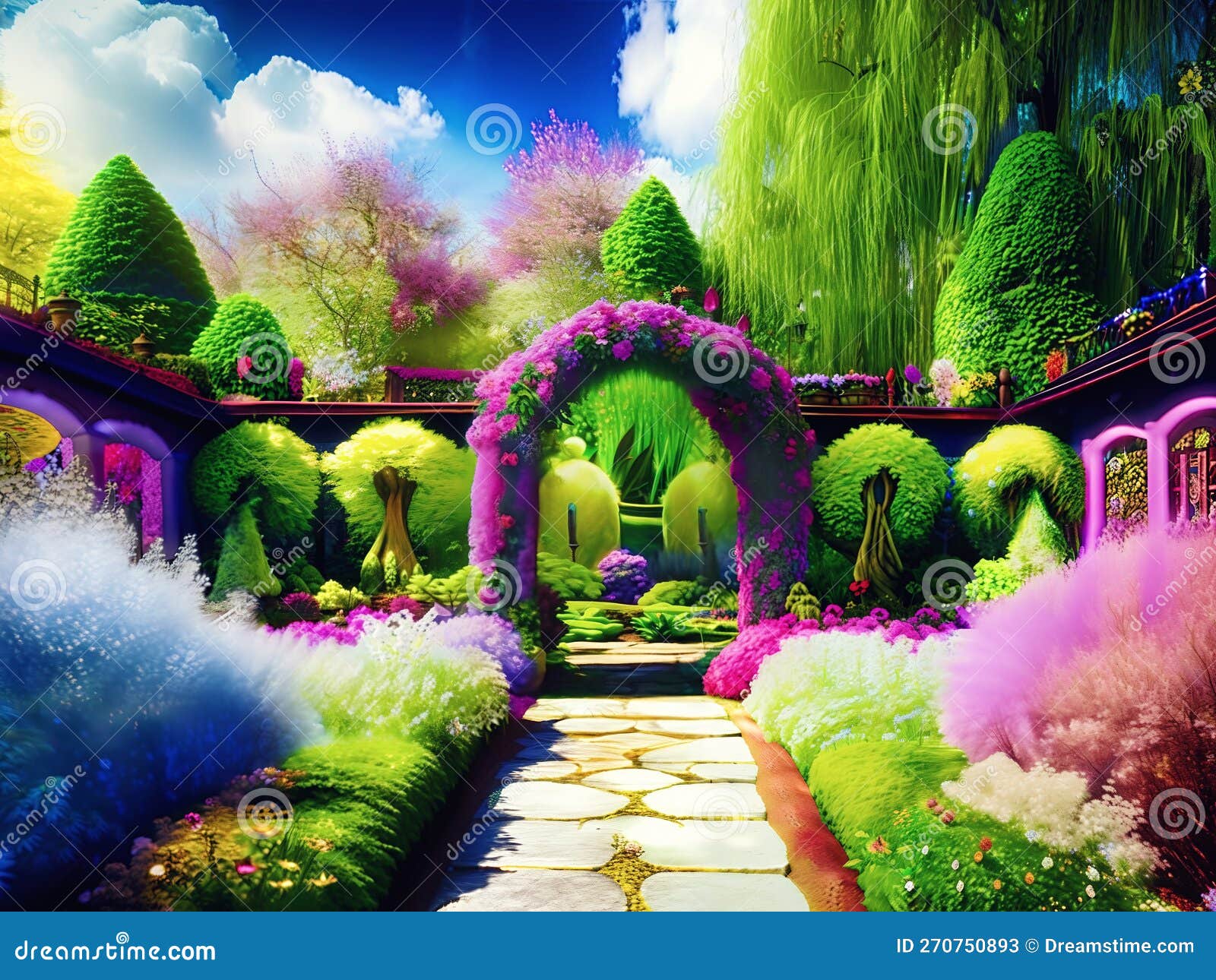 Enchanted Garden a Magical Garden in Spring. Stock Illustration ...