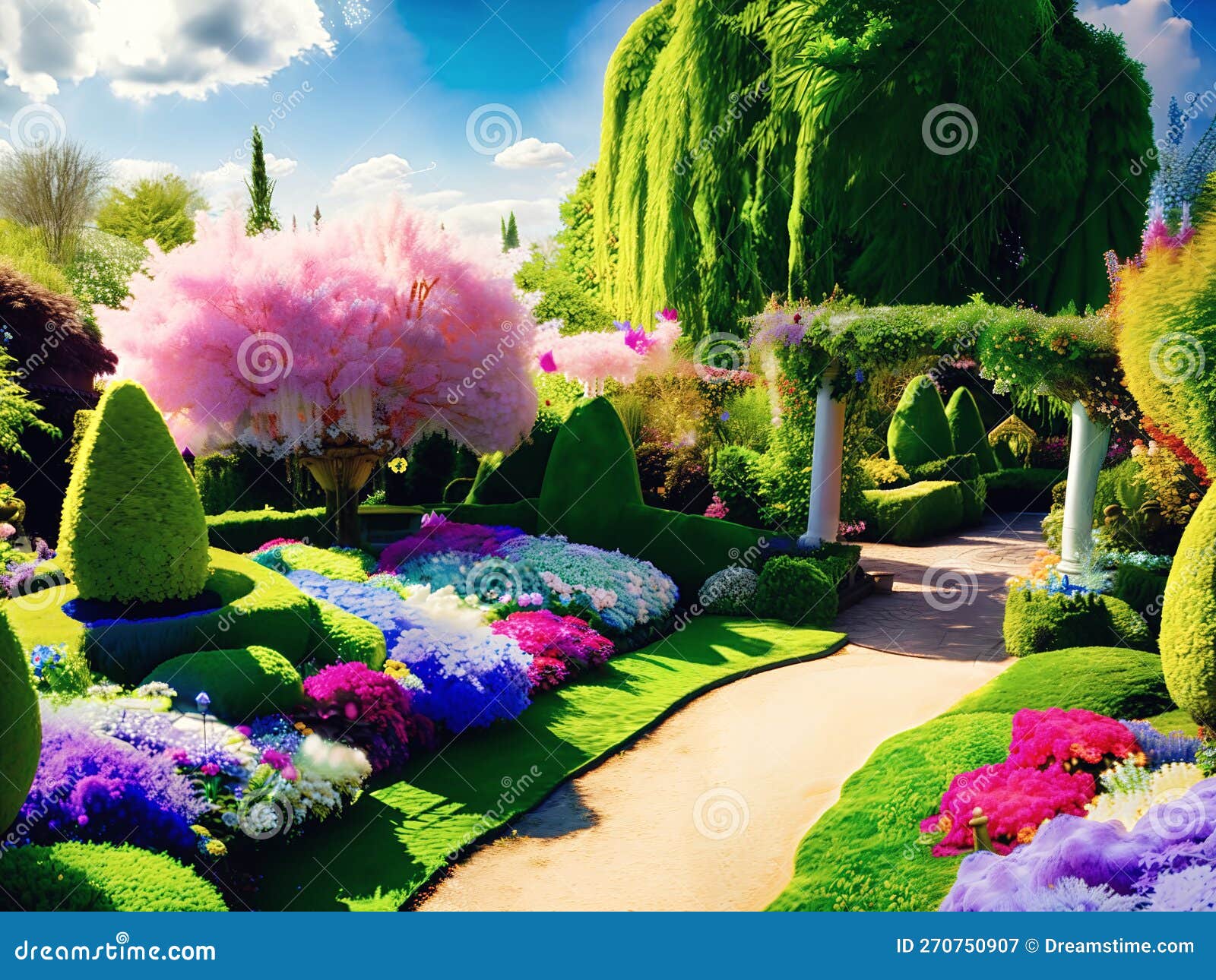 Enchanted Garden a Magical Garden in Spring. Stock Illustration ...