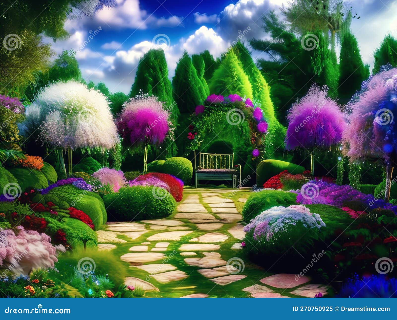 Enchanted Garden a Magical Garden in Spring. Stock Illustration ...