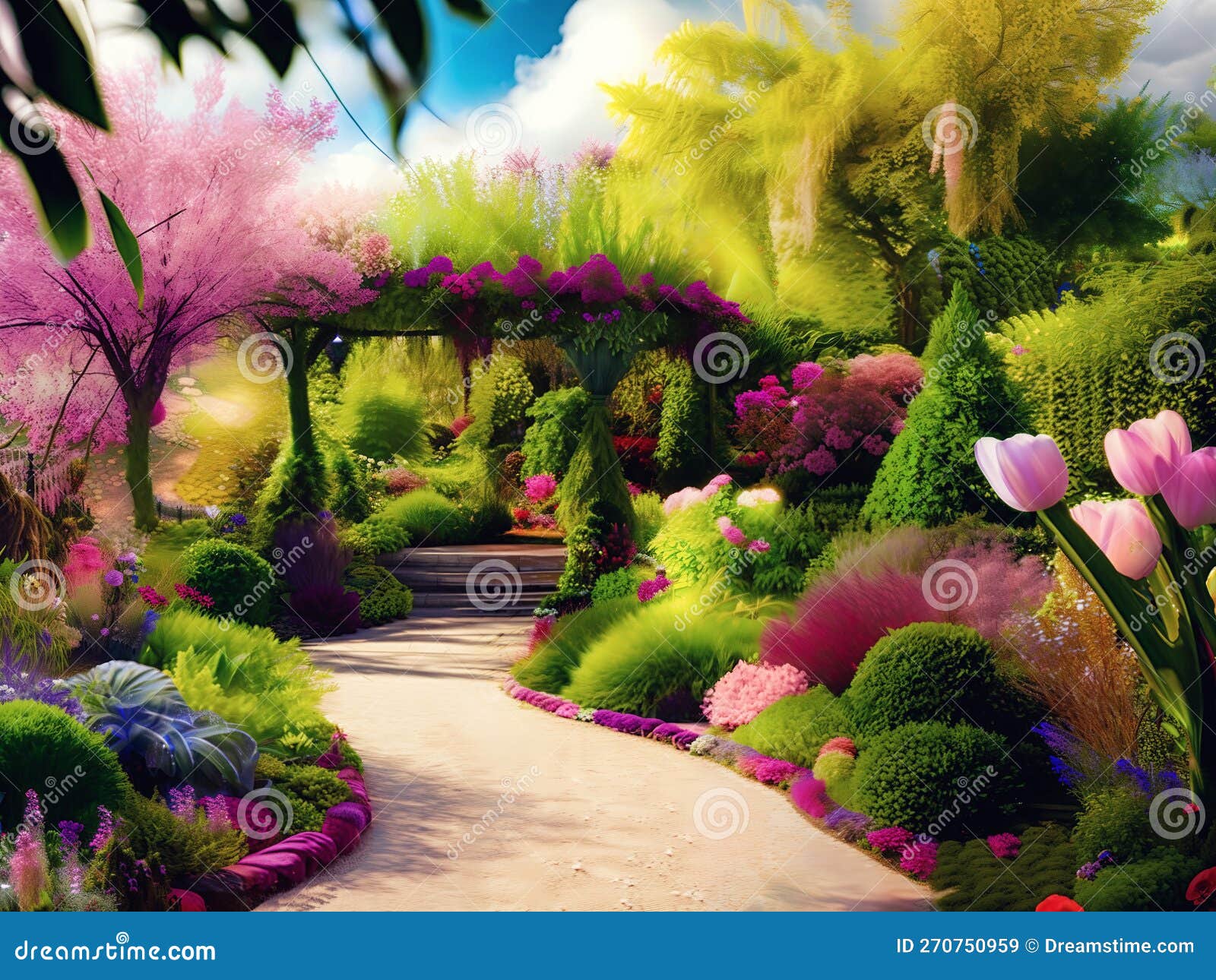 Enchanted Garden a Magical Garden in Spring. Stock Illustration ...