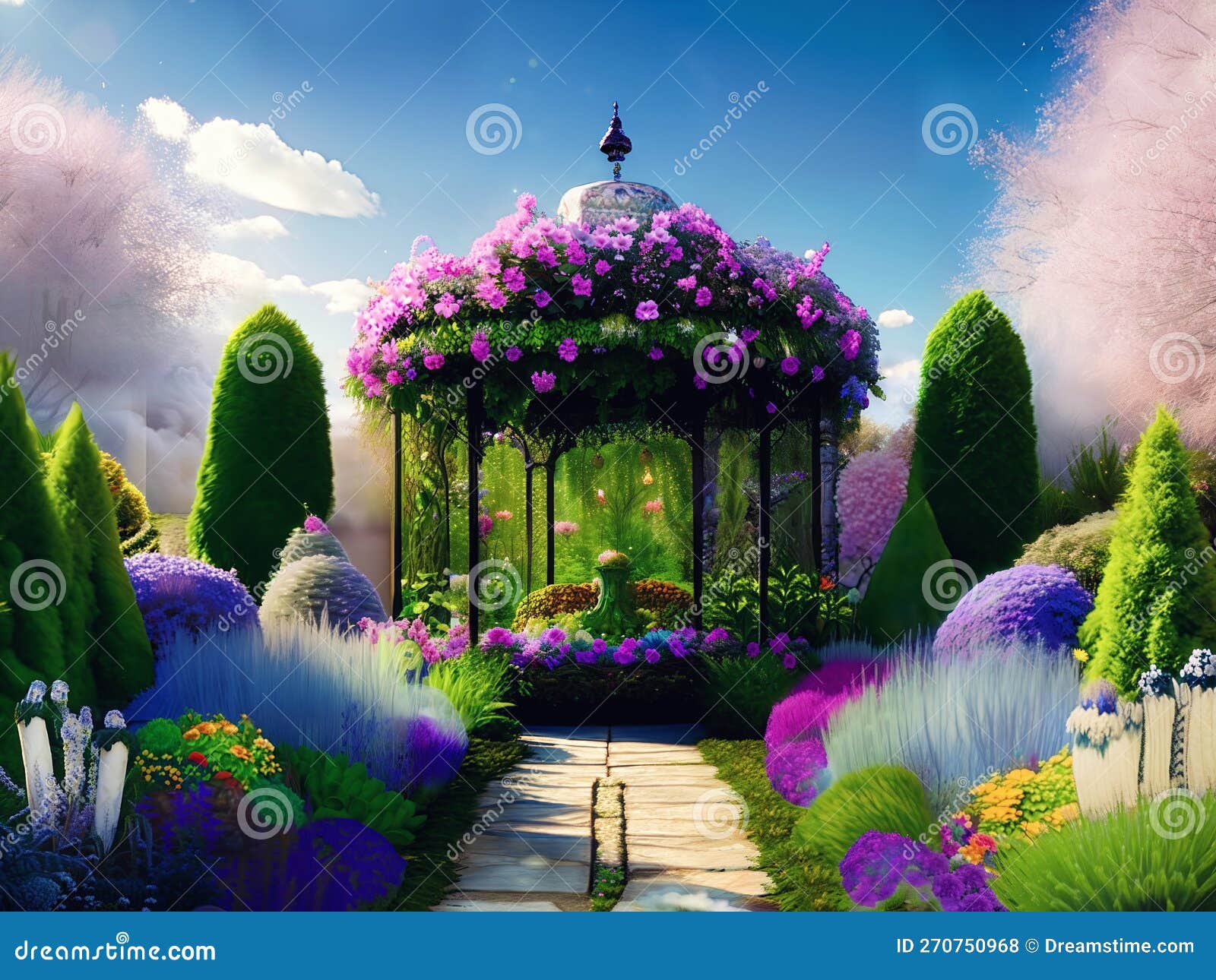 Enchanted Garden a Magical Garden in Spring. Stock Illustration ...