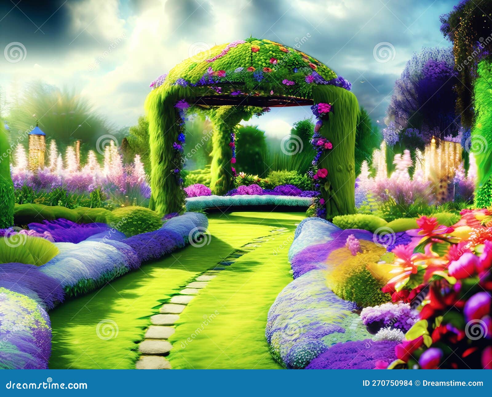 Enchanted Garden a Magical Garden in Spring. Stock Illustration ...