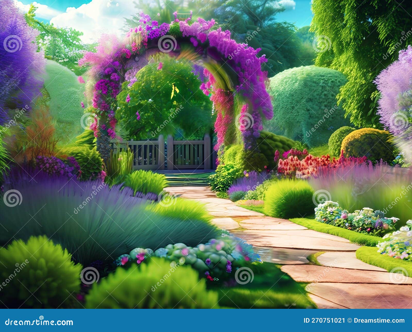 Enchanted Garden a Magical Garden in Spring. Stock Illustration ...