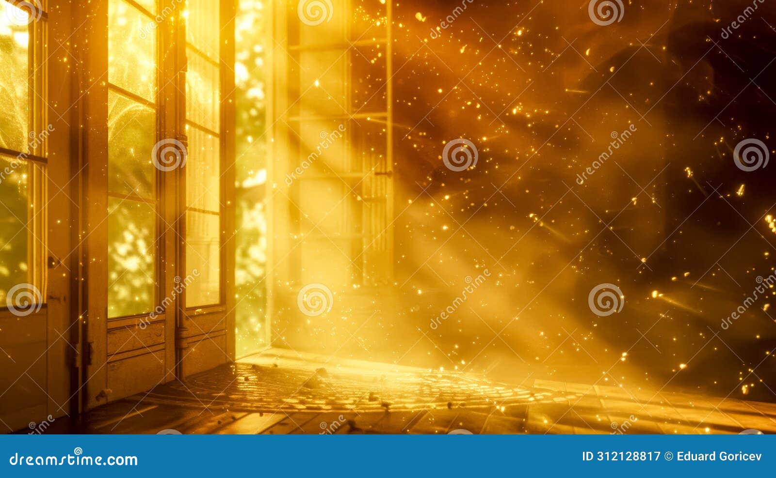 Enchanted Golden Light through Window Stock Image - Image of enchanted ...
