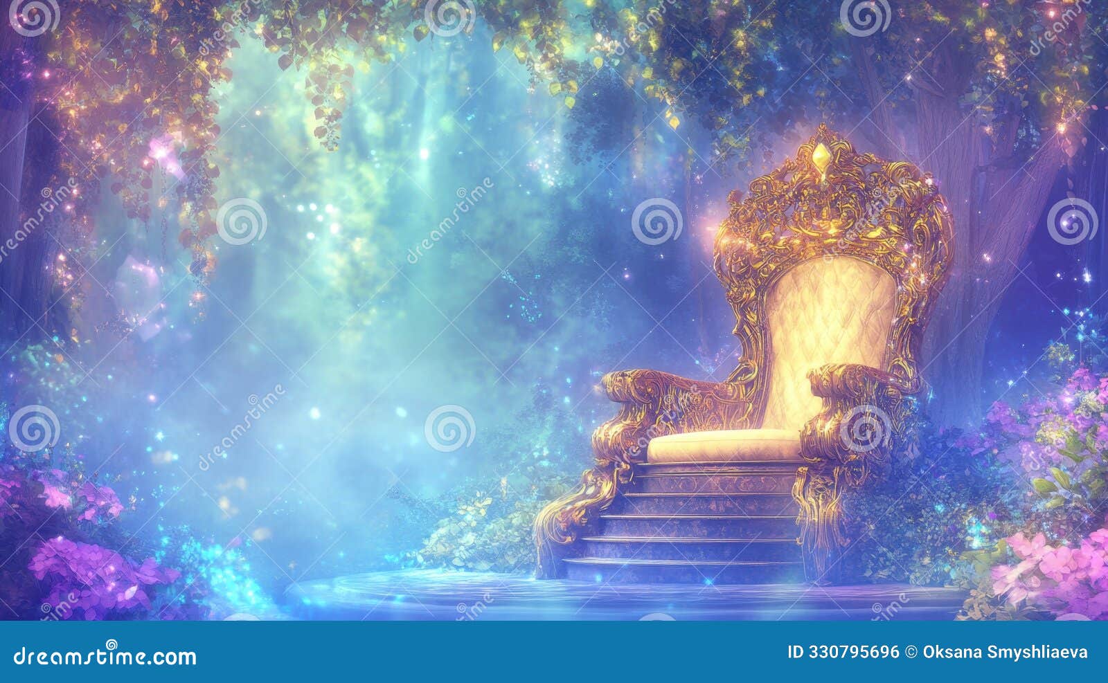 Enchanted Golden Throne in Mystical Forest Clearing Stock Photo - Image ...