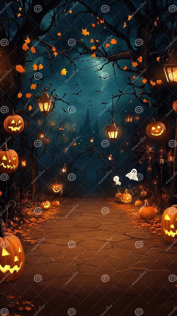 Enchanted Halloween Pathway, a Spooky Journey into the Unknown Stock ...