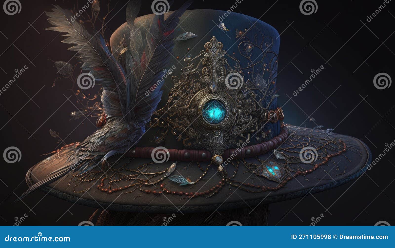 The Enchanted Hat of the Dragon Keeper. Generative AI Stock ...