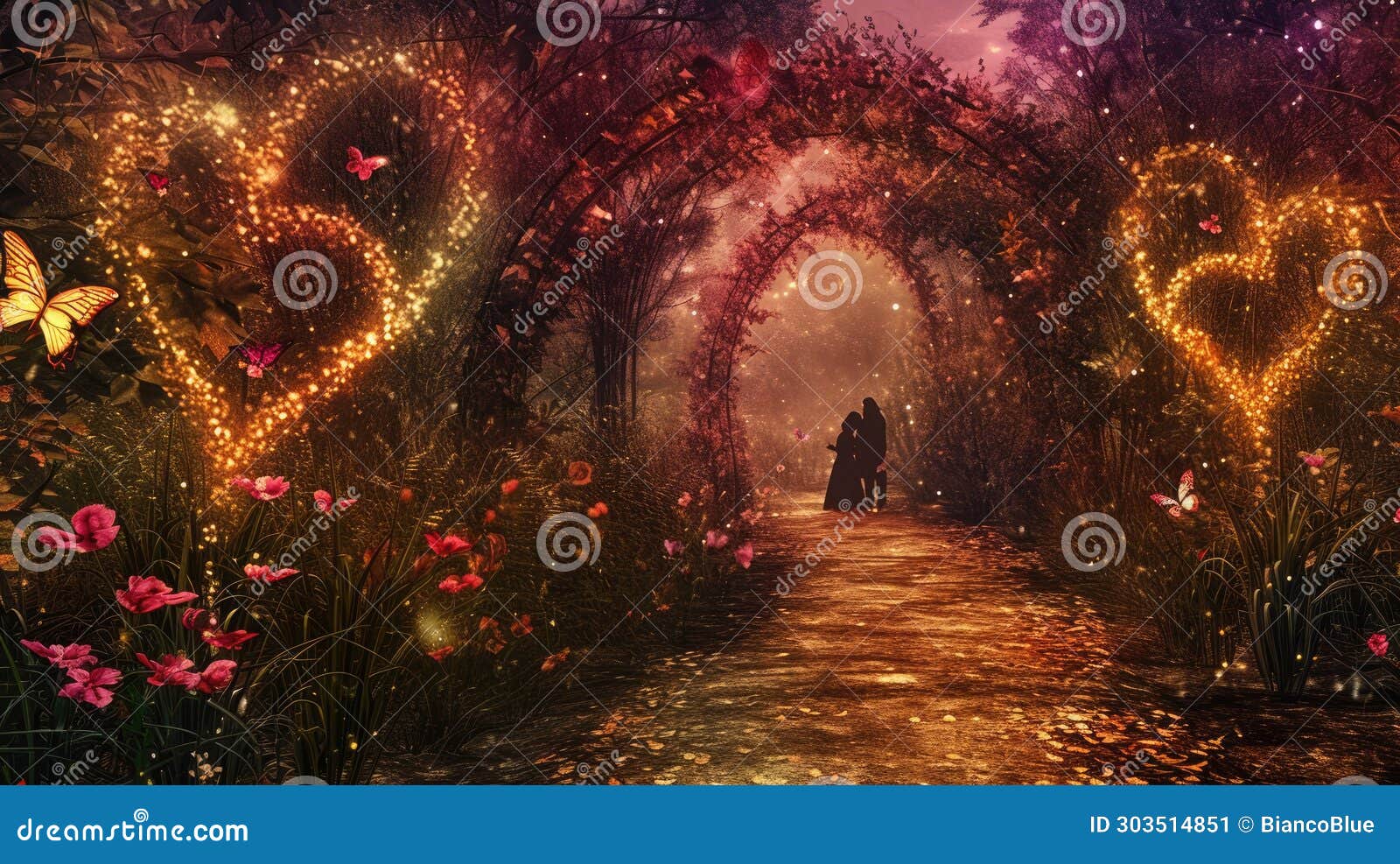 Enchanted Love Forest in Valentines Day Pragma Stock Image - Image of ...