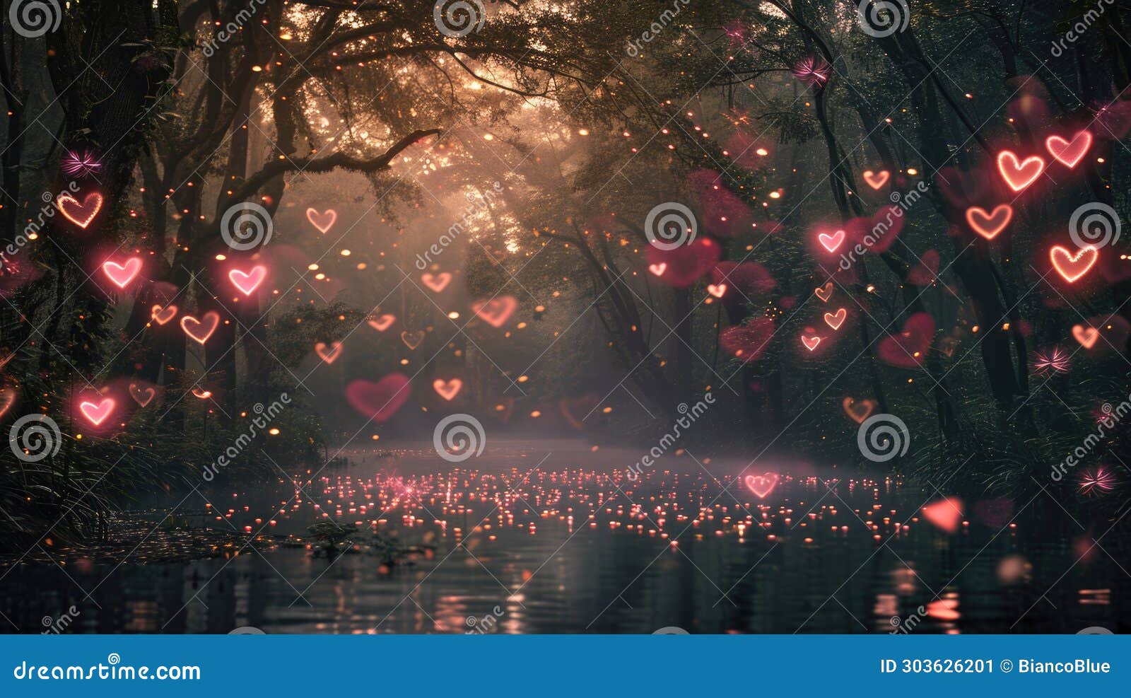 Enchanted Love Forest in Valentines Day Pragma Stock Image - Image of ...