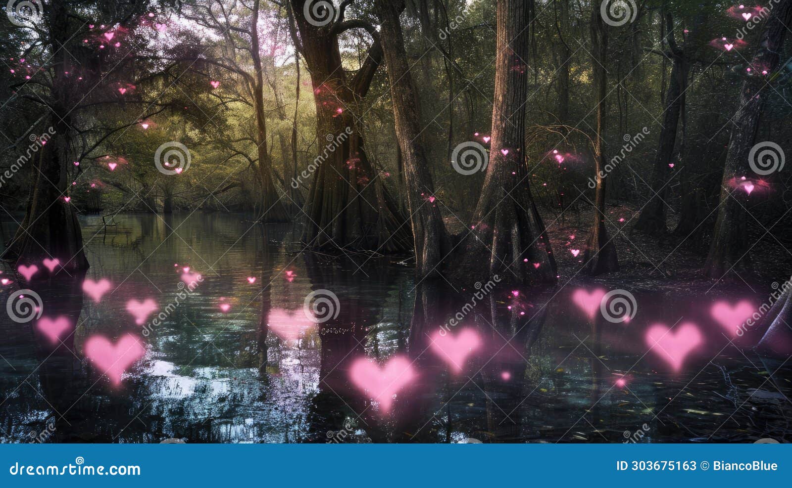 Enchanted Love Forest in Valentines Day Pragma Stock Image - Image of ...