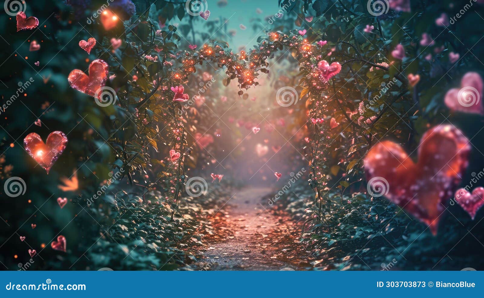 Enchanted Love Forest in Valentines Day Pragma Stock Image - Image of ...