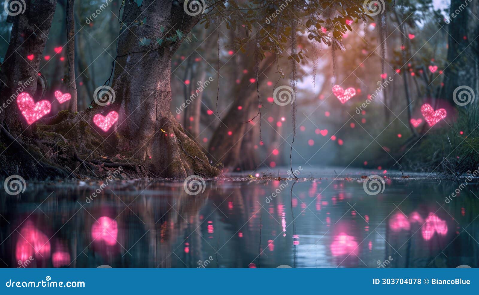 Enchanted Love Forest in Valentines Day Pragma Stock Photo - Image of ...
