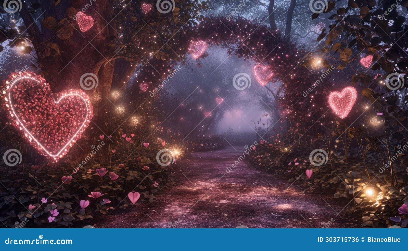 Enchanted Love Forest in Valentines Day Pragma Stock Photo - Image of ...