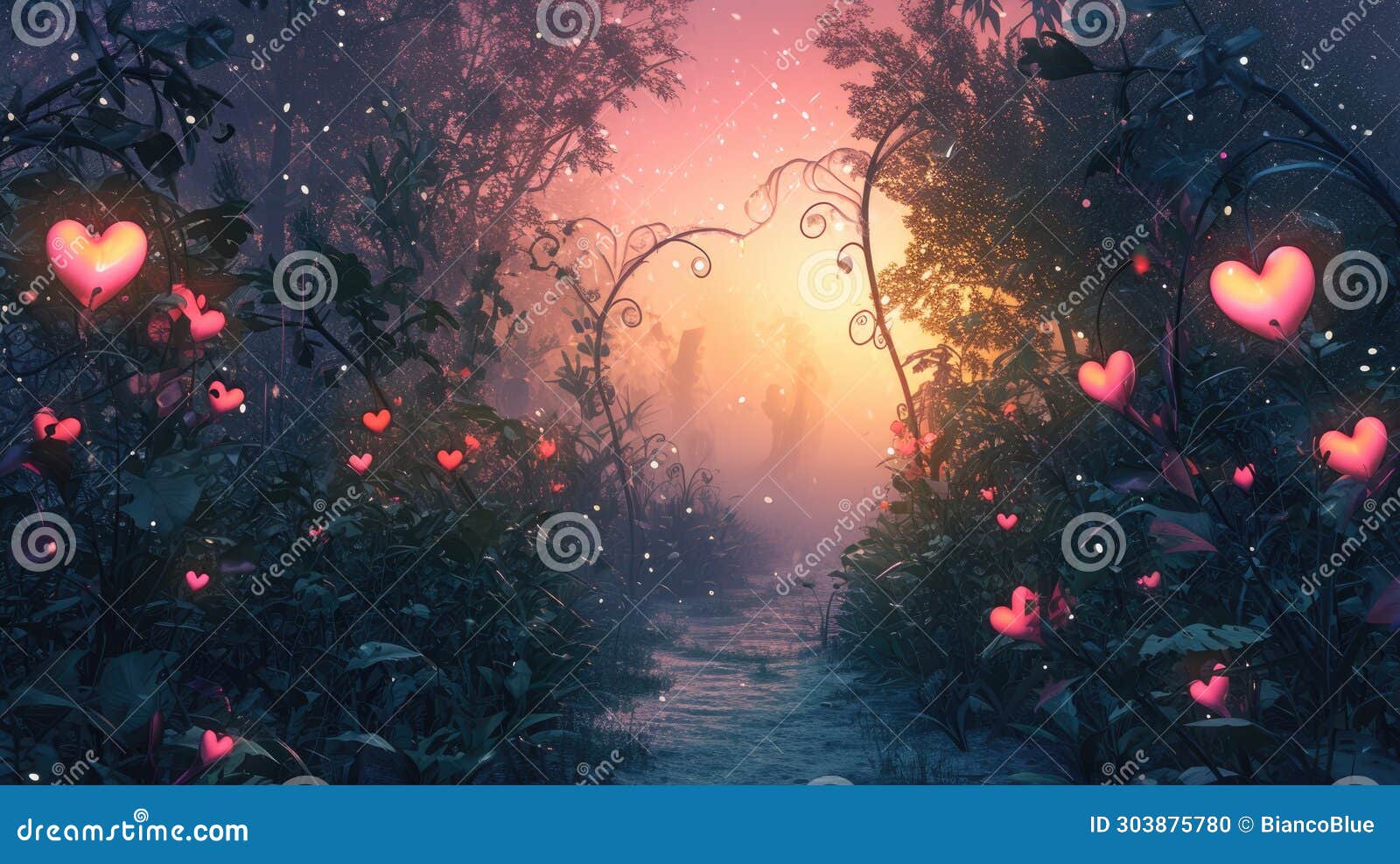 Enchanted Love Forest in Valentines Day Pragma Stock Photo - Image of ...
