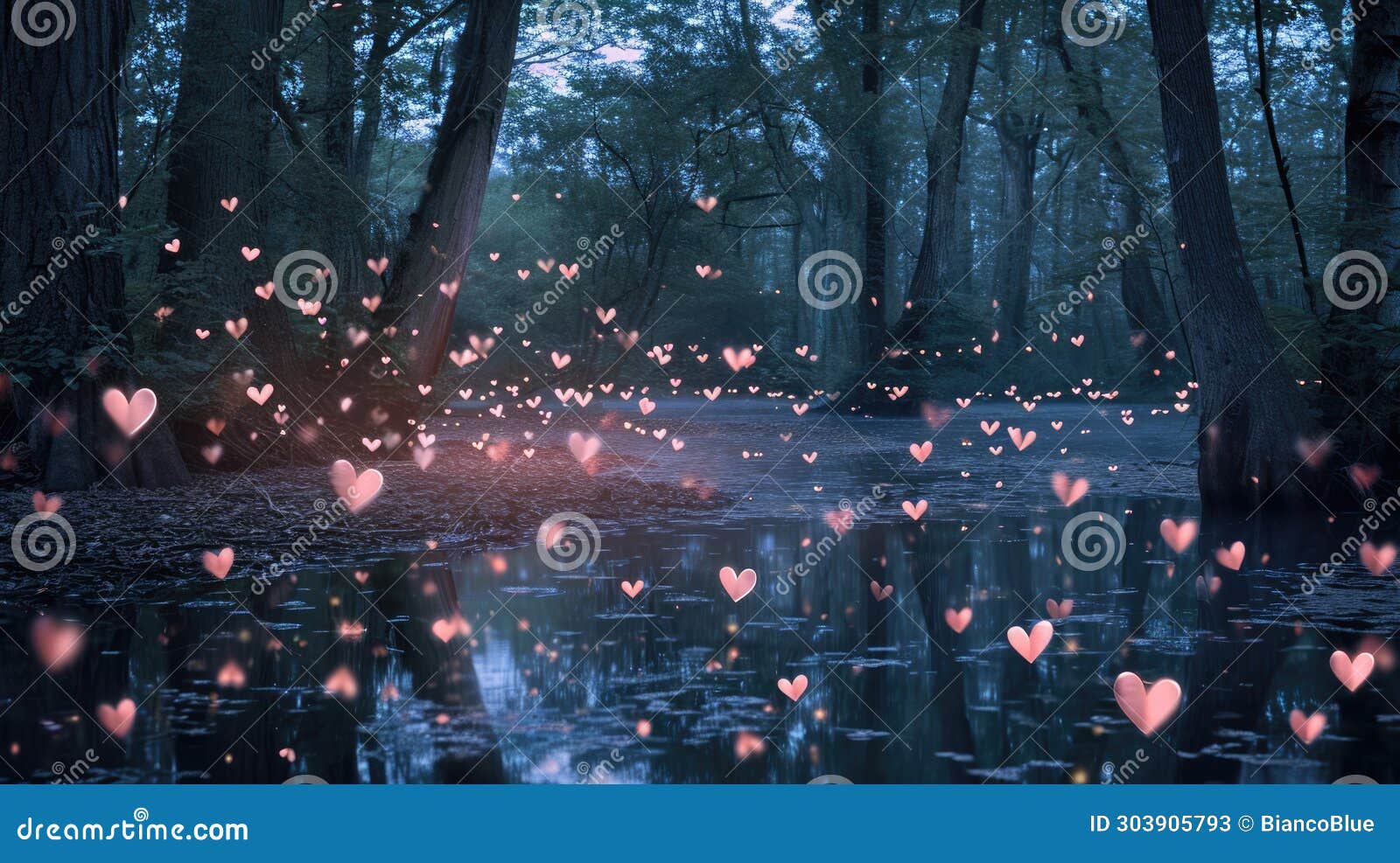 Enchanted Love Forest in Valentines Day Pragma Stock Image - Image of ...