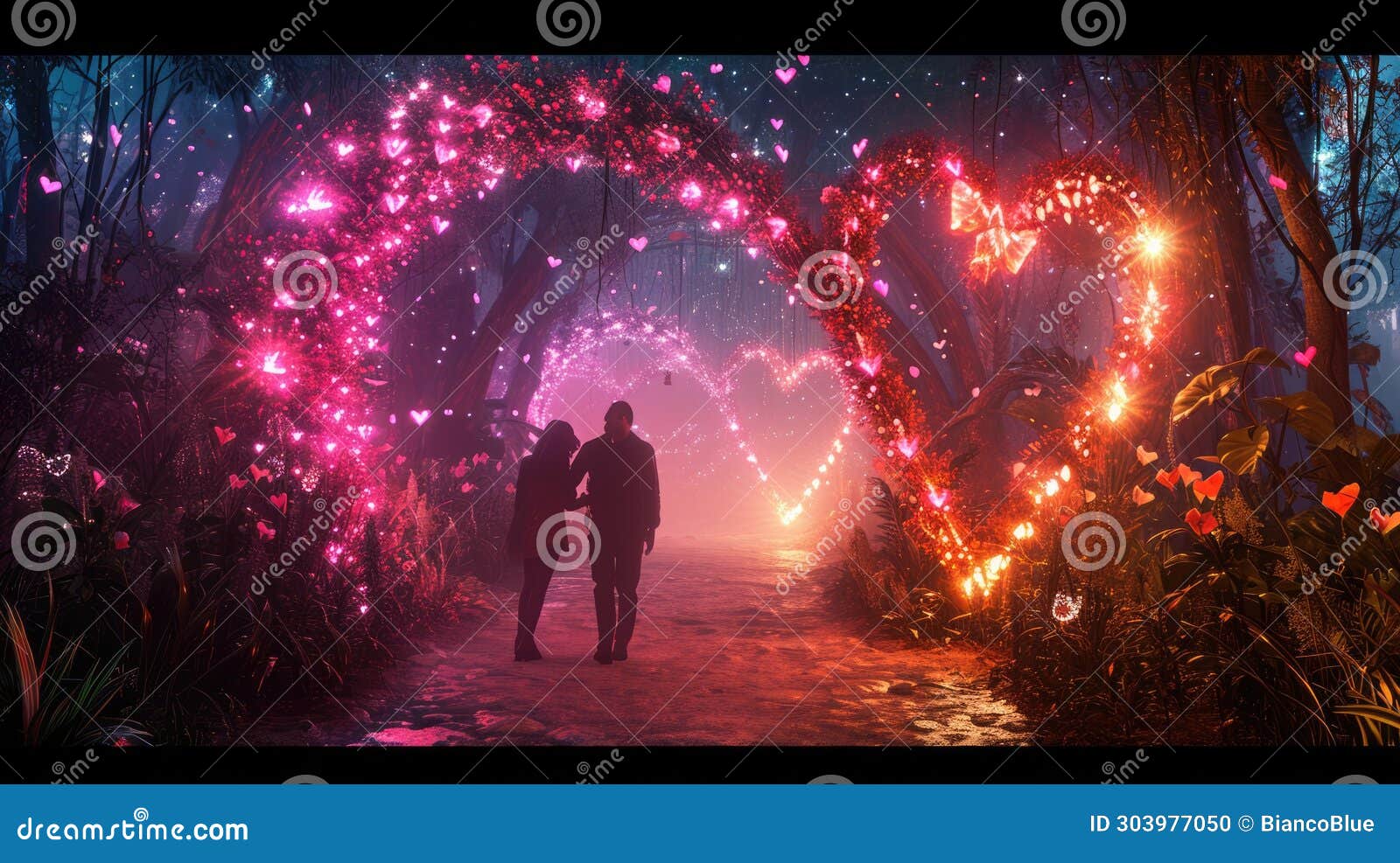Enchanted Love Forest in Valentines Day Pragma Stock Illustration ...