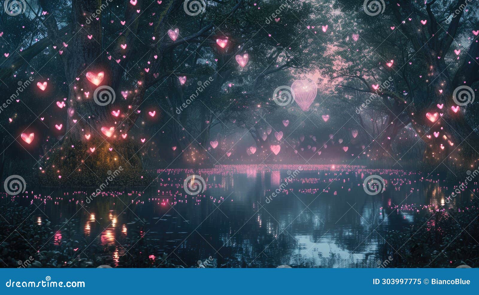 Enchanted Love Forest in Valentines Day Pragma Stock Image - Image of ...