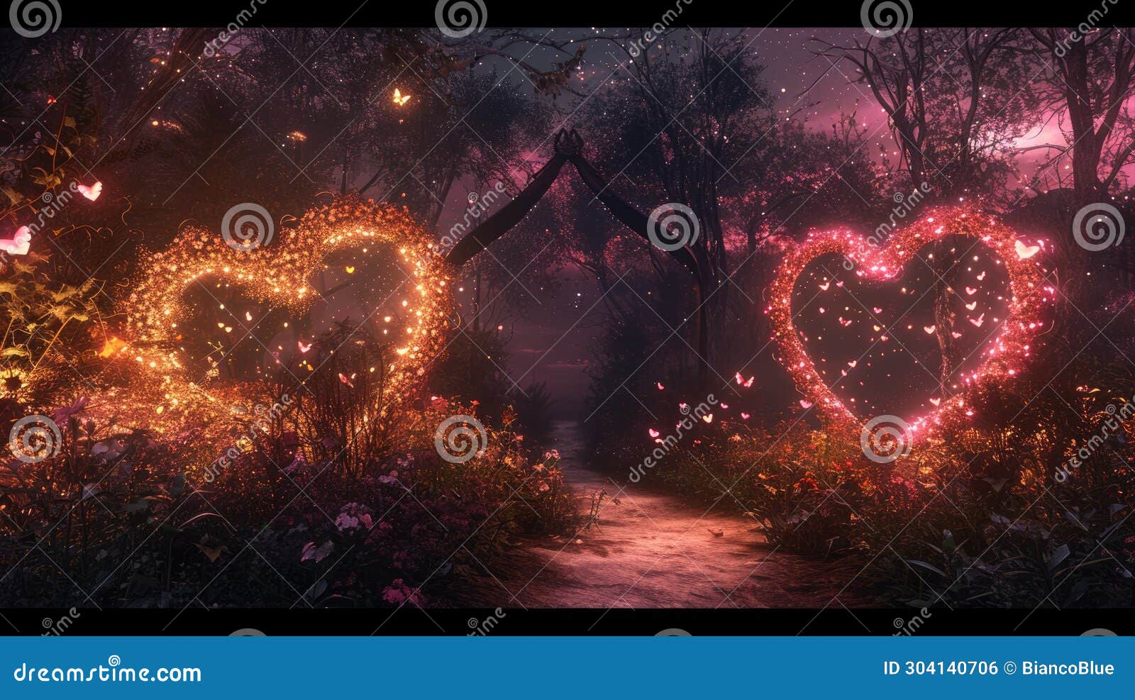 Enchanted Love Forest in Valentines Day Pragma Stock Photo - Image of ...