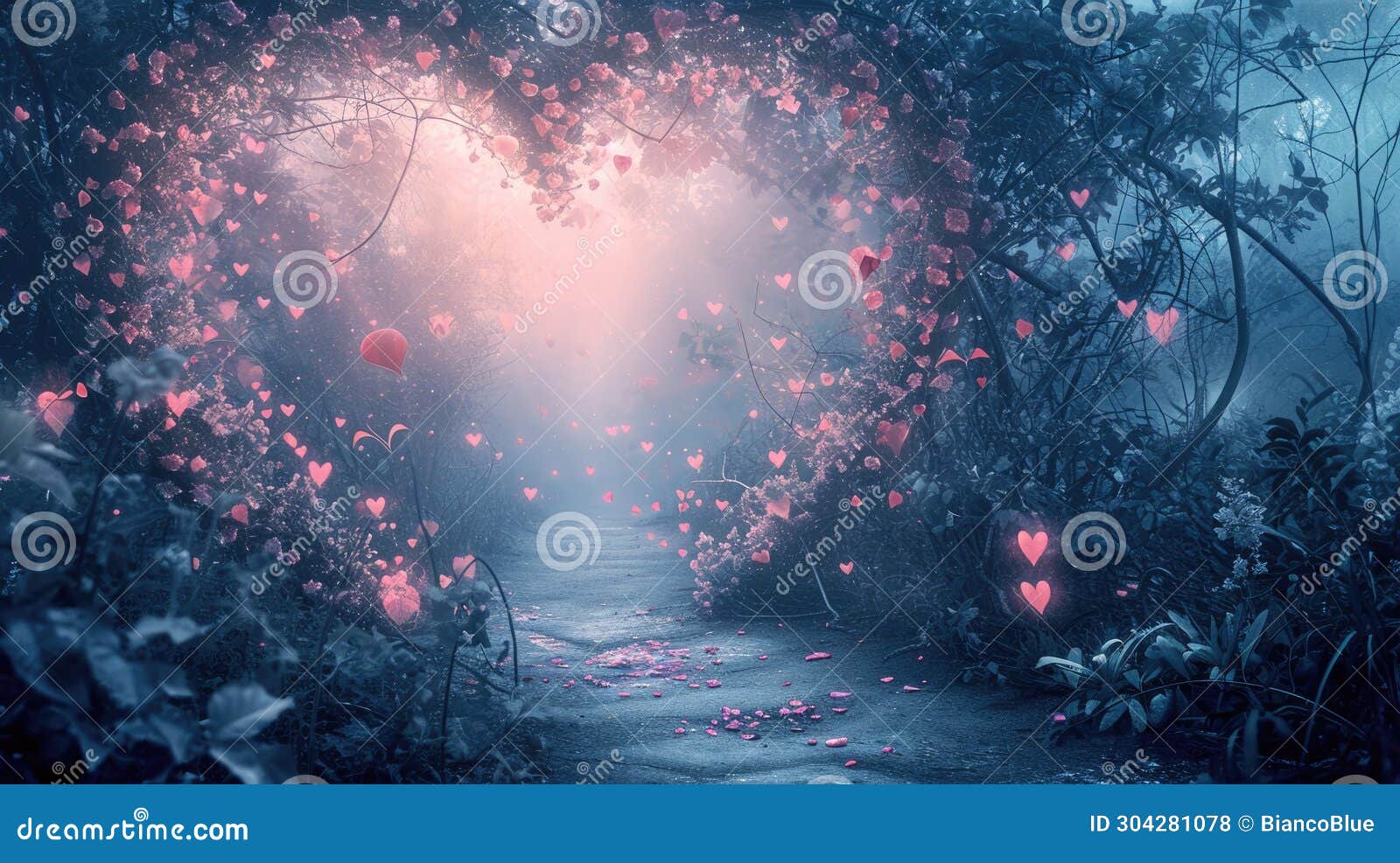 Enchanted Love Forest in Valentines Day Pragma Stock Photo - Image of ...