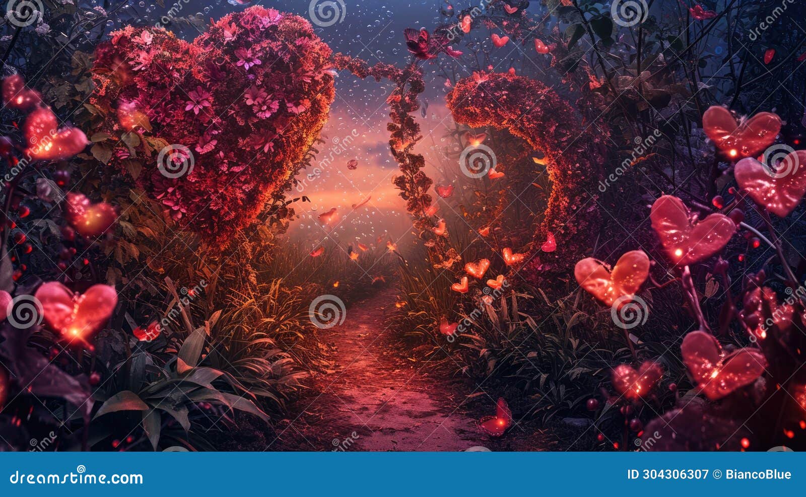 Enchanted Love Forest in Valentines Day Pragma Stock Image - Image of ...