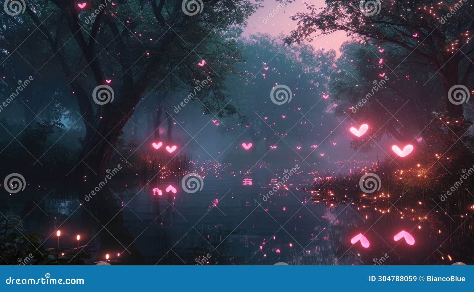 Enchanted Love Forest in Valentines Day Pragma Stock Image - Image of ...