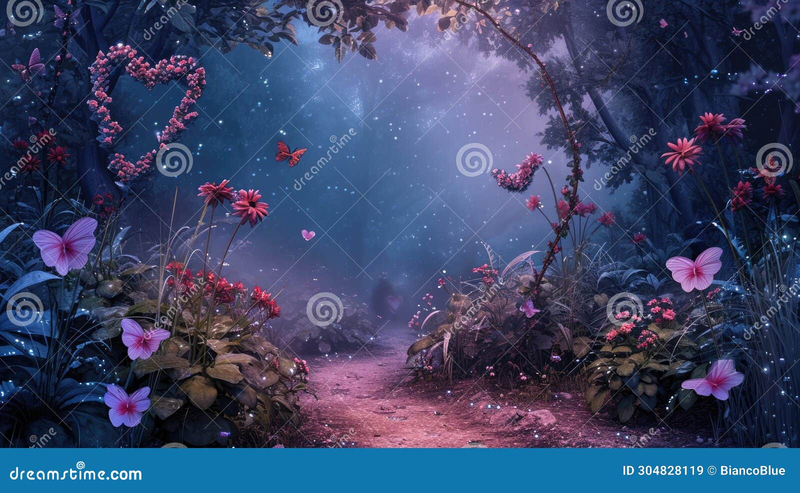 Enchanted Love Forest in Valentines Day Pragma Stock Image - Image of ...