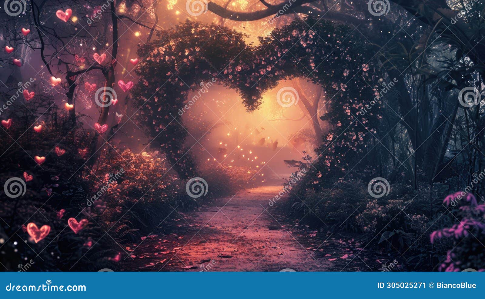 Enchanted Love Forest in Valentines Day Pragma Stock Image - Image of ...