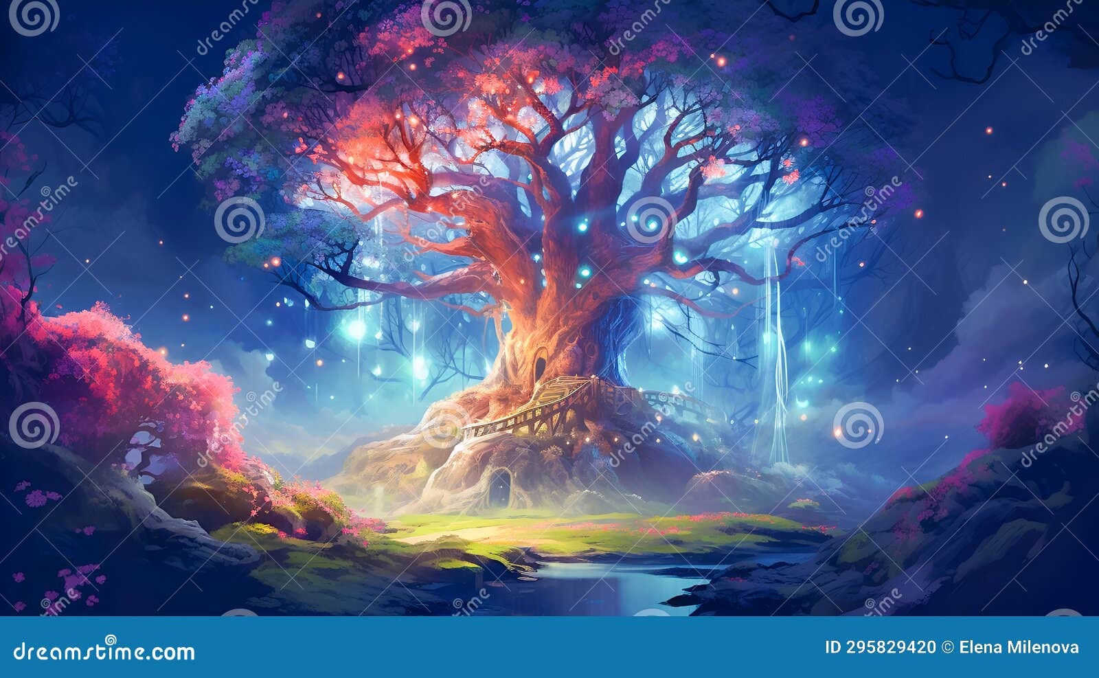 Enchanted Magical Forest With Big Tree Stock Photography ... Enchanted Magical Forest With Big Tree Stock Photography ...