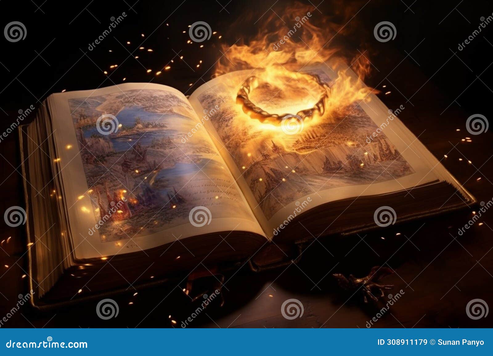 Enchanted Manuscript, Pages Filled with Secret Spells Stock ...