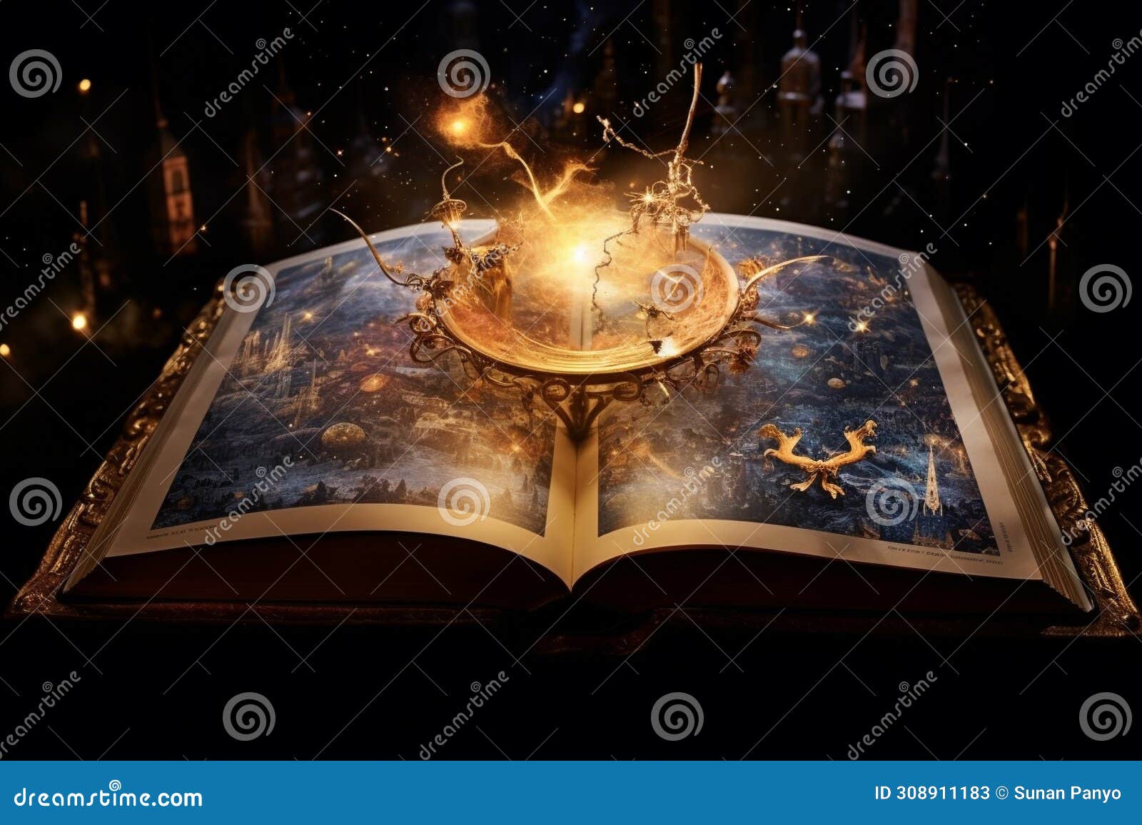 Enchanted Manuscript, Pages Filled with Secret Spells Stock ...