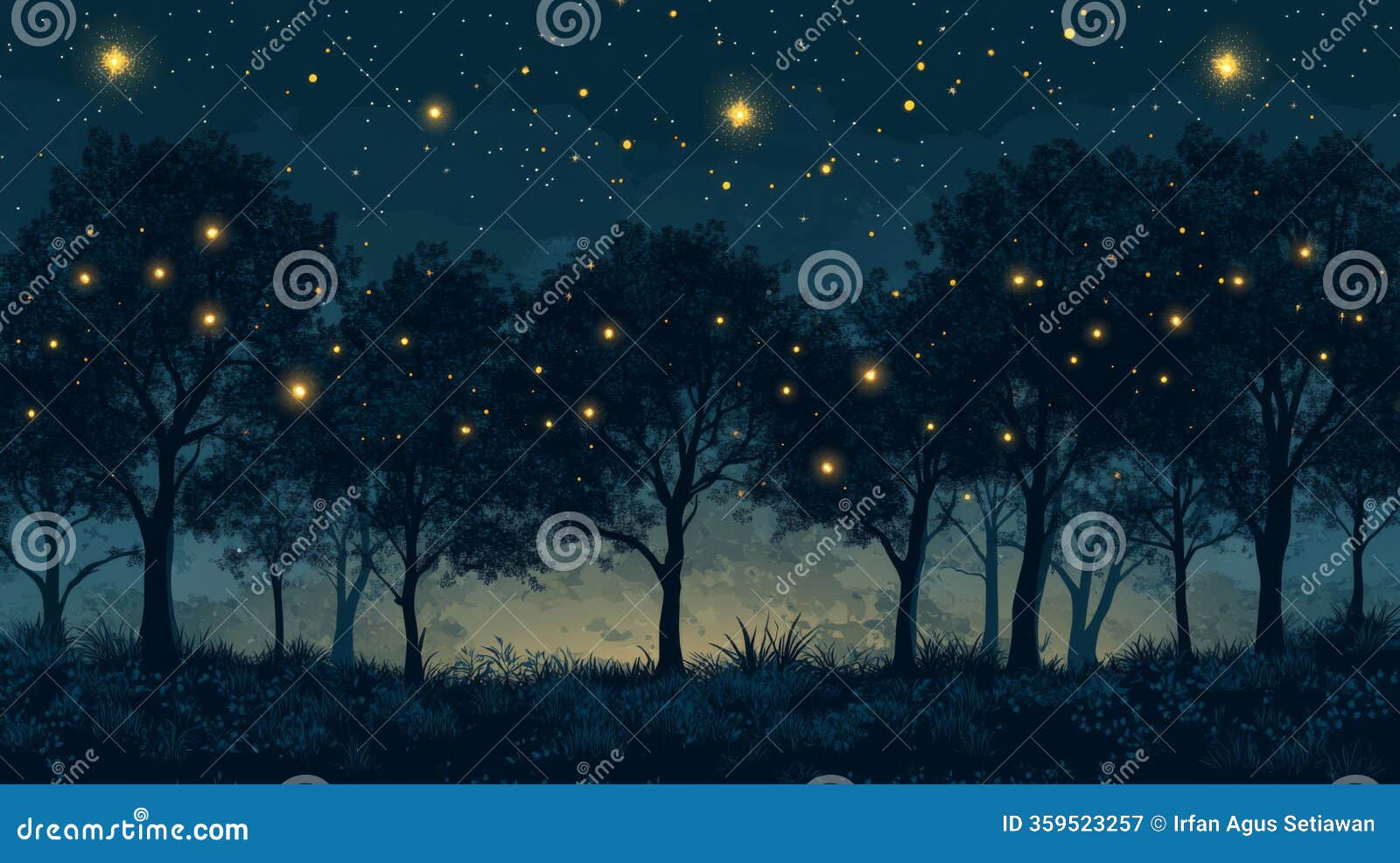 Enchanted Night Sky With Celestial Motifs And Floral Patterns Royalty ...