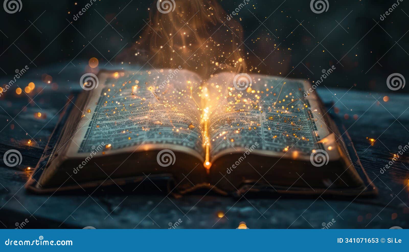 Enchanted Pages: Illuminated Magic Book Stock Illustration ...