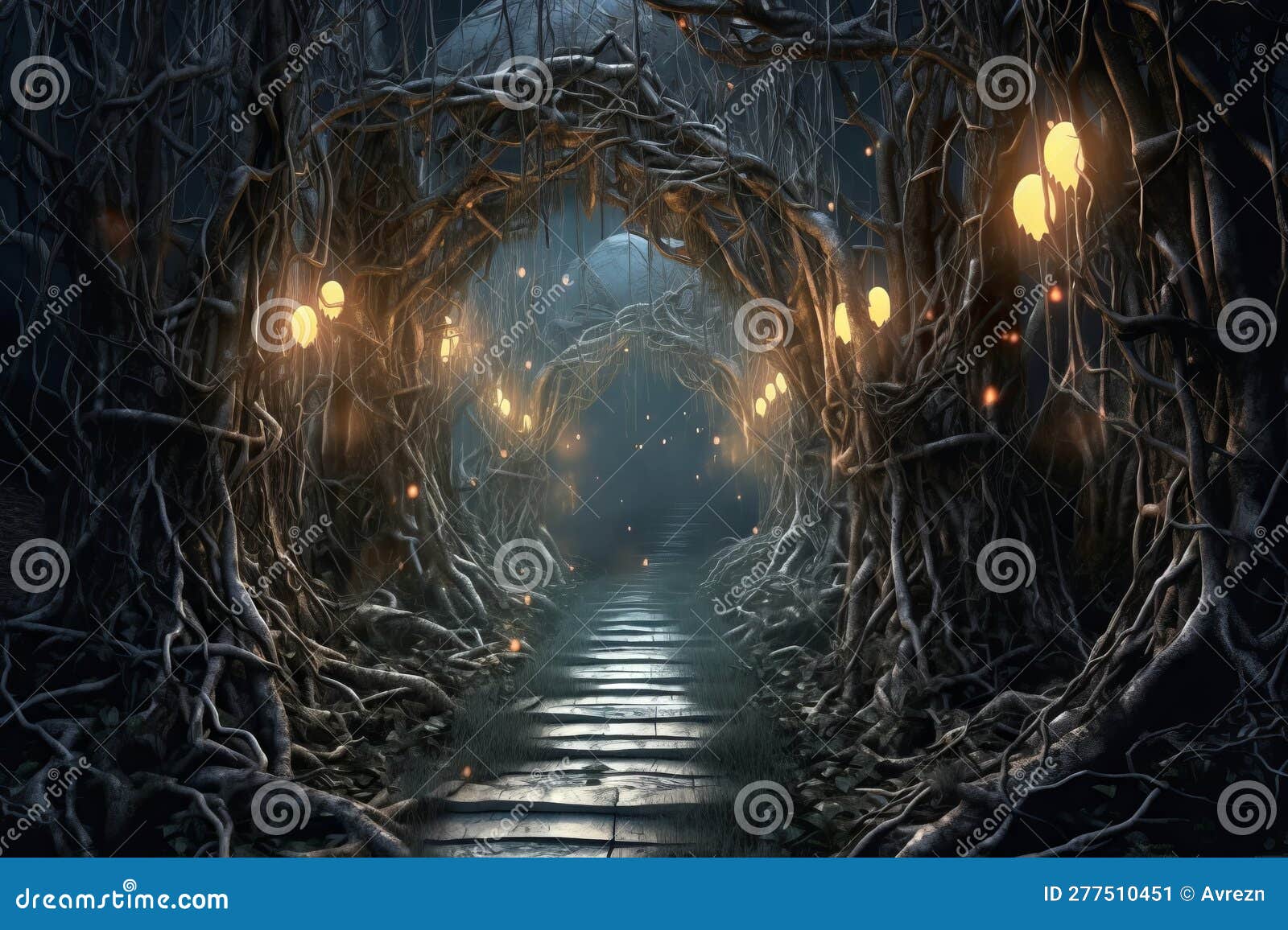 Magical Pathway Through Enchanted Forest, Illuminated With Sparkling ...