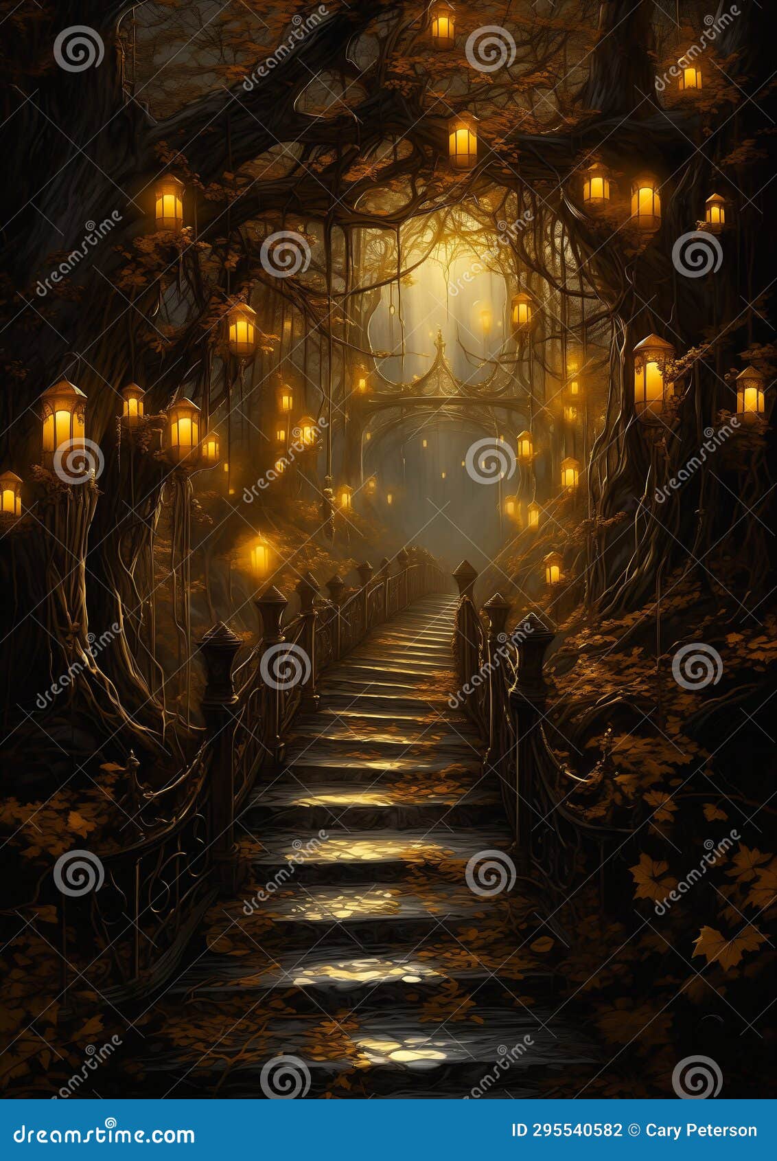 Enchanted Pathways: a Fairytale Journey through the Golden Glow Stock ...