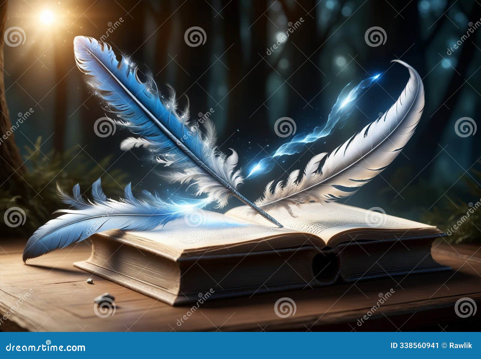 Enchanted Pen and Old Books in an Old Study Stock Image - Image of ...