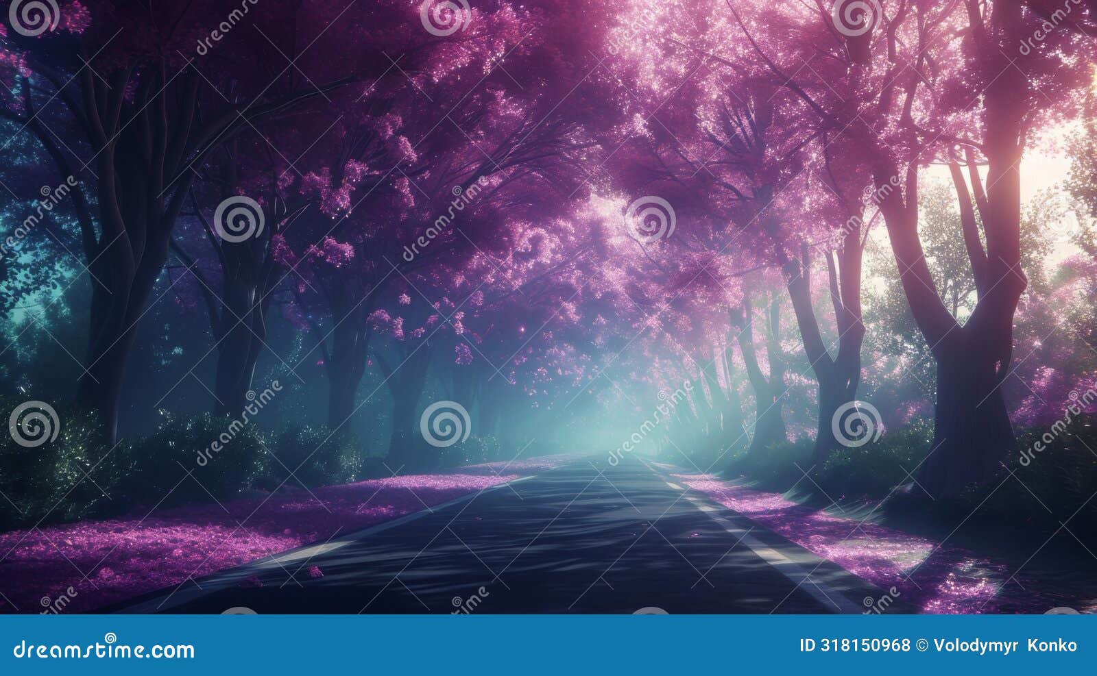 Enchanted Pink Forest Pathway at Dawn Stock Photo - Image of spring ...