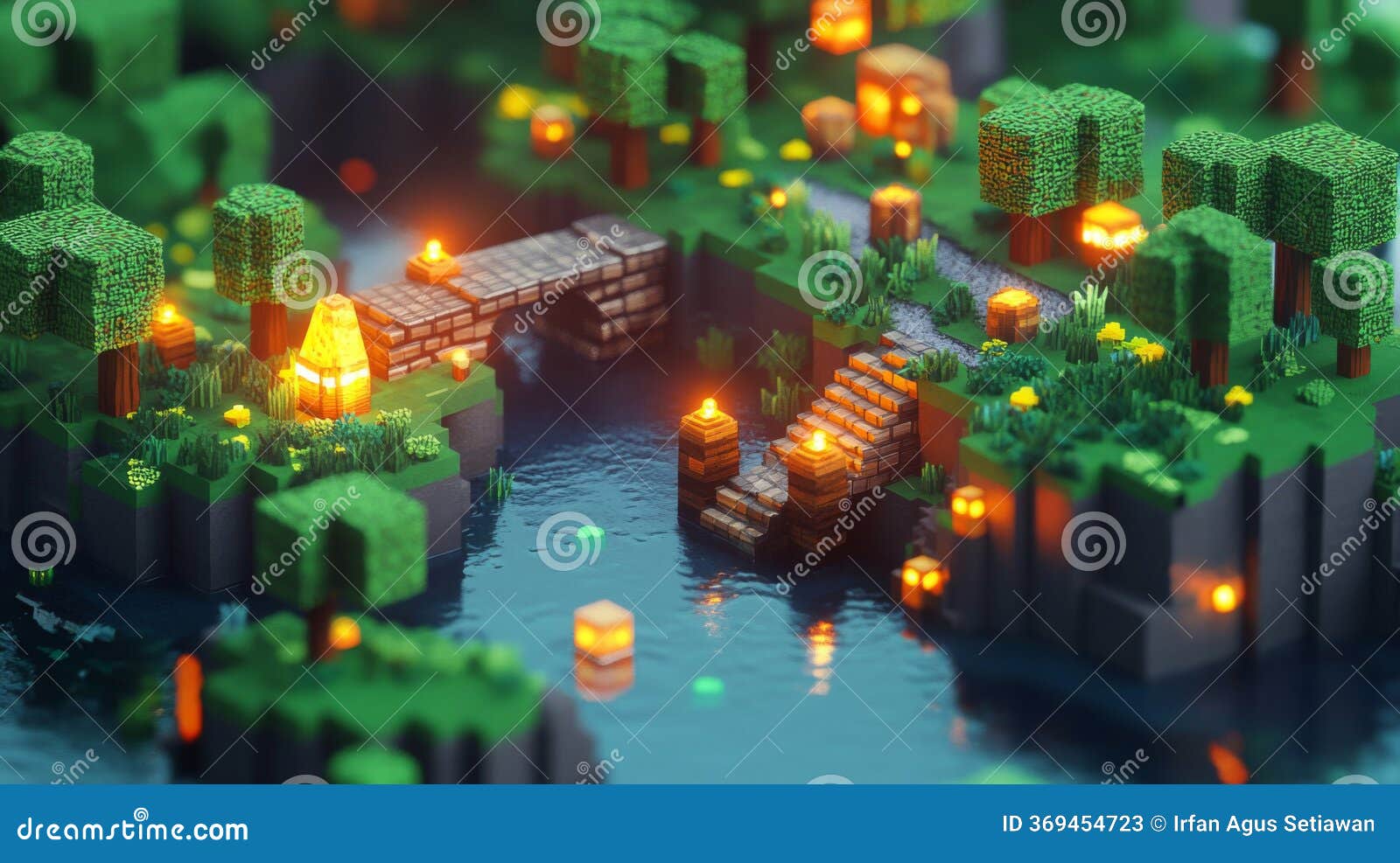Enchanted Pixel Art Forest Scene. Glowing Stairs Lead To Mysterious ...
