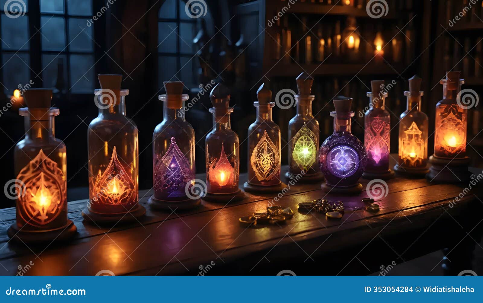 Enchanted Potion Bottles: a Mystical Collection Stock Illustration ...